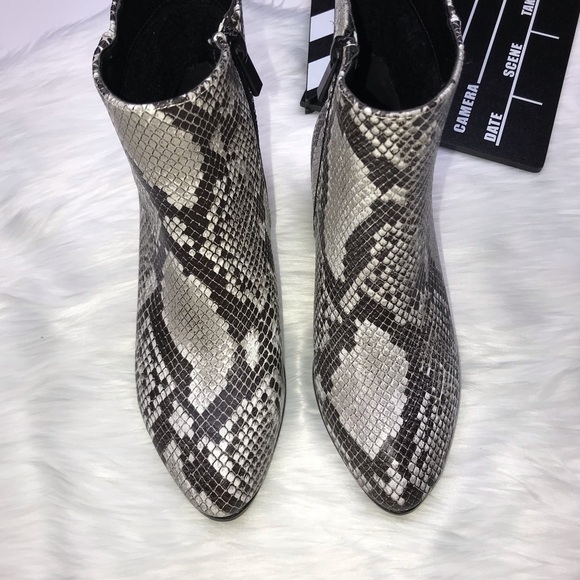 BAMBOO | Shoes | Bamboo Faux Snakeskin Chain Heel Booties | Poshmark